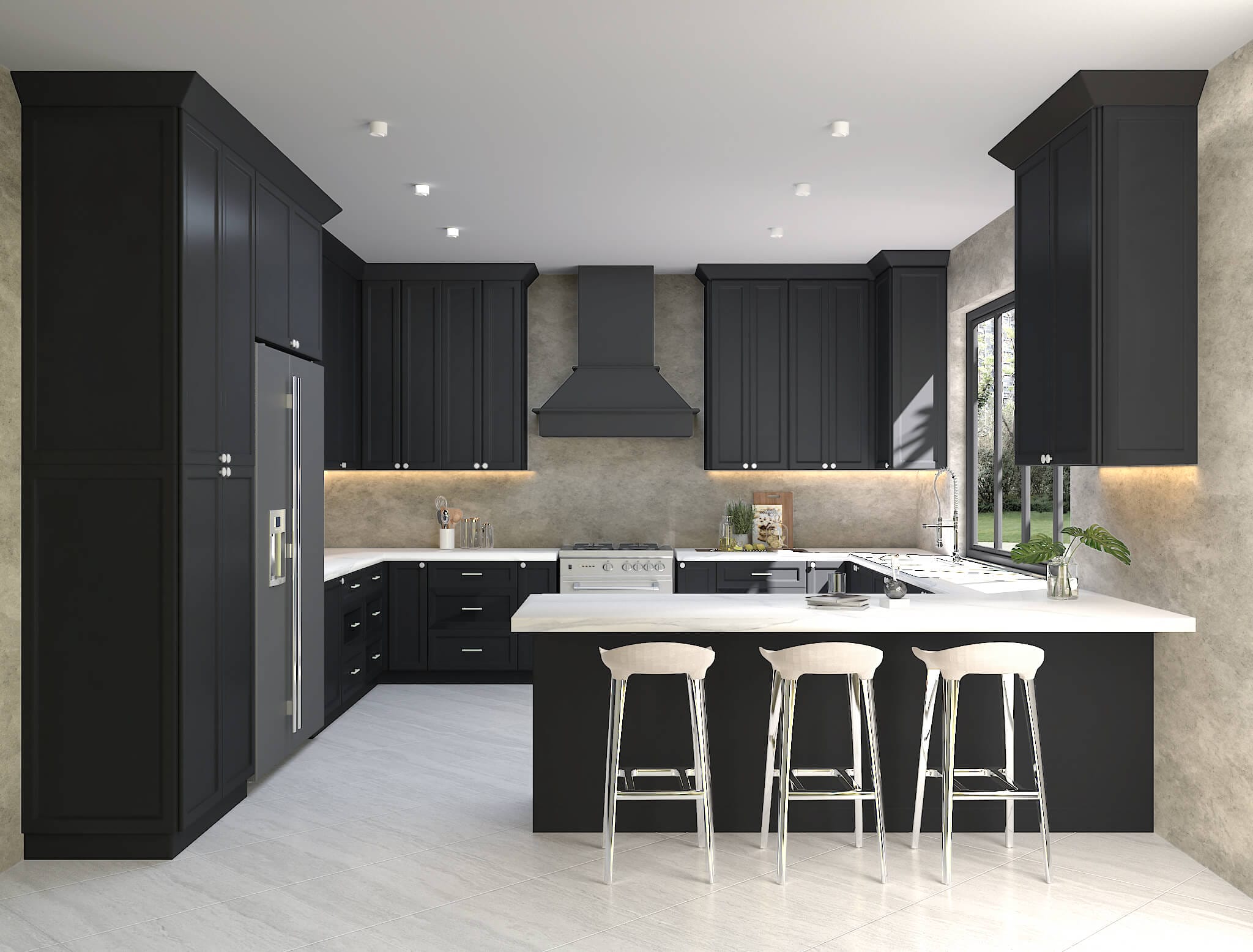 ‌Refined Shaker Modern Slate Kitchen Cabinets | Pre-Assembled